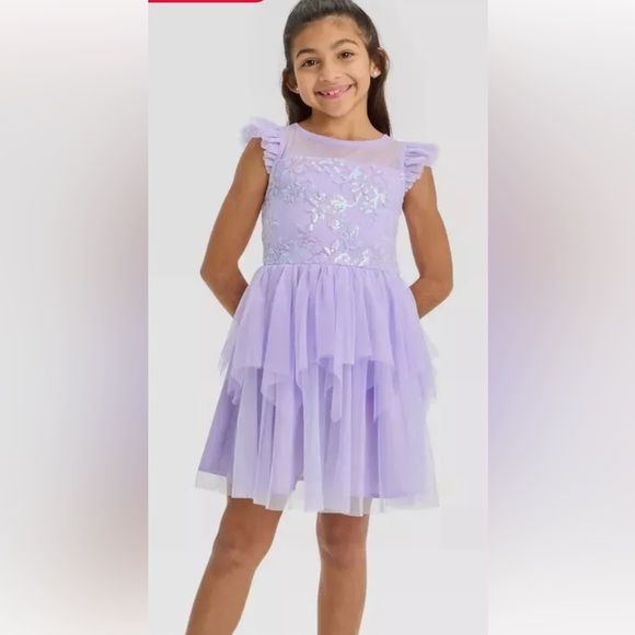Zhenzi | Dresses | Zenzi Girls Embroidered Sequin Dress Lavender | Poshmark